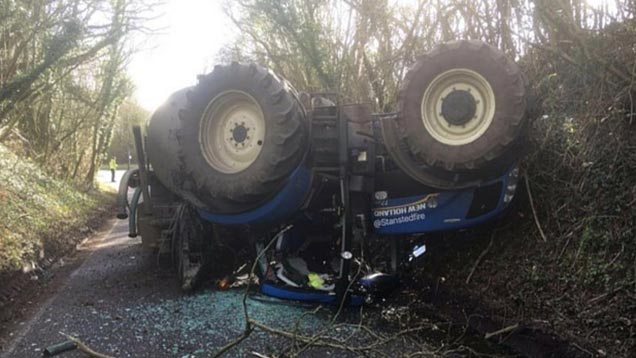 Tractor driver in lucky escape after roof flip crash - Farmers Weekly